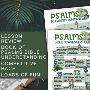 Bible Scavenger Hunt Book of Psalms Summary Trivia Game, Psalms Bible ...