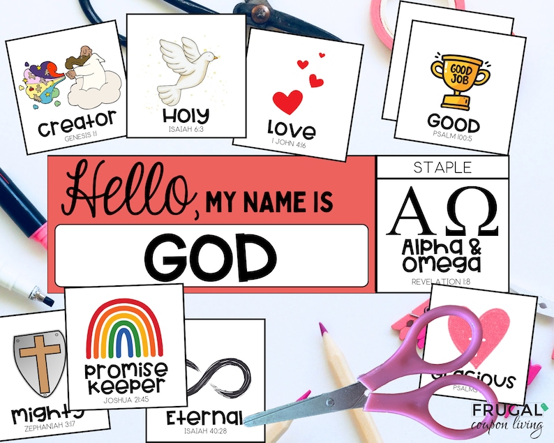 Names of Jesus & Attributes of God Name Tag, Hello My Name Is...creator ...