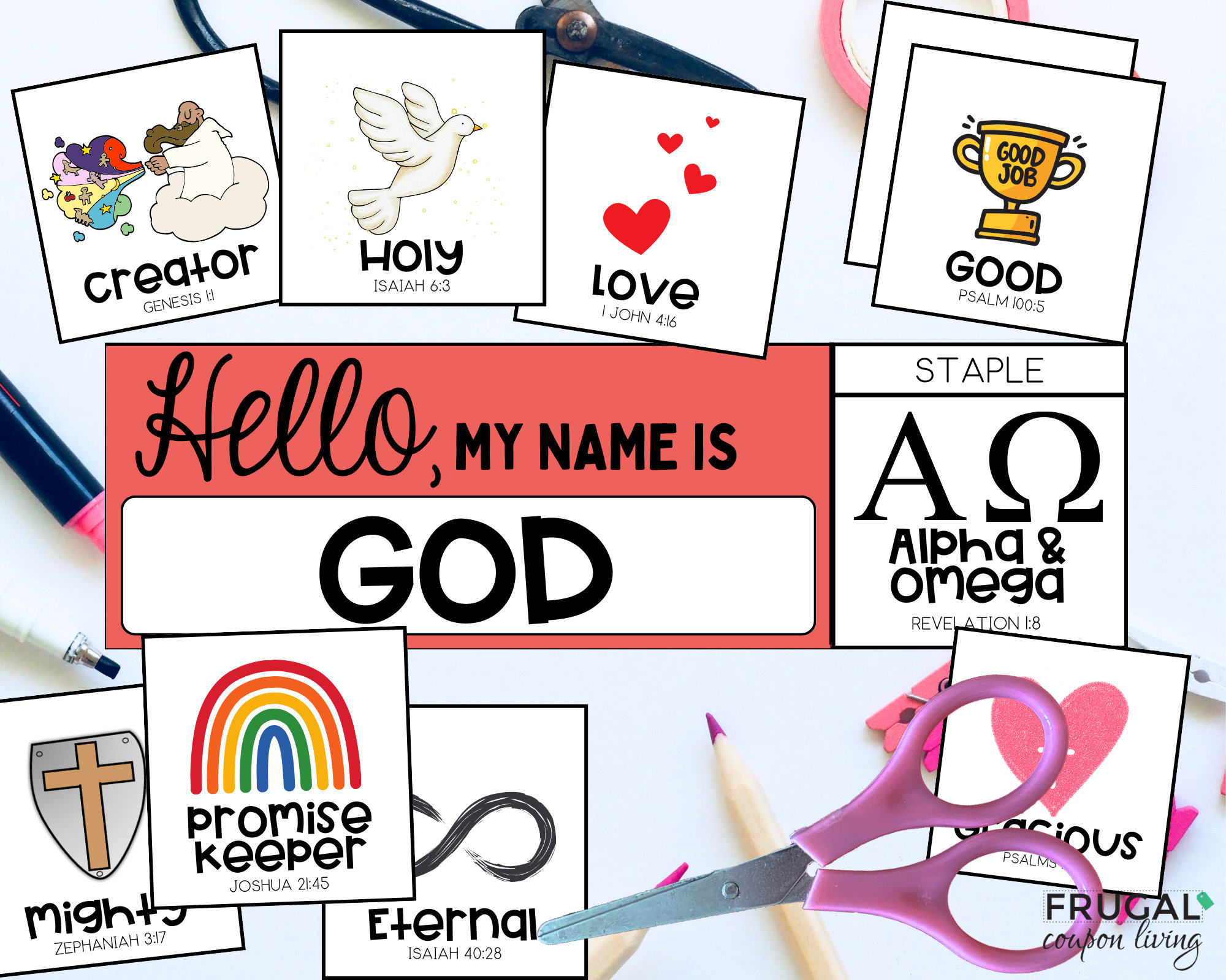 Names of Jesus & Attributes of God Name Tag, Hello My Name Is...creator ...