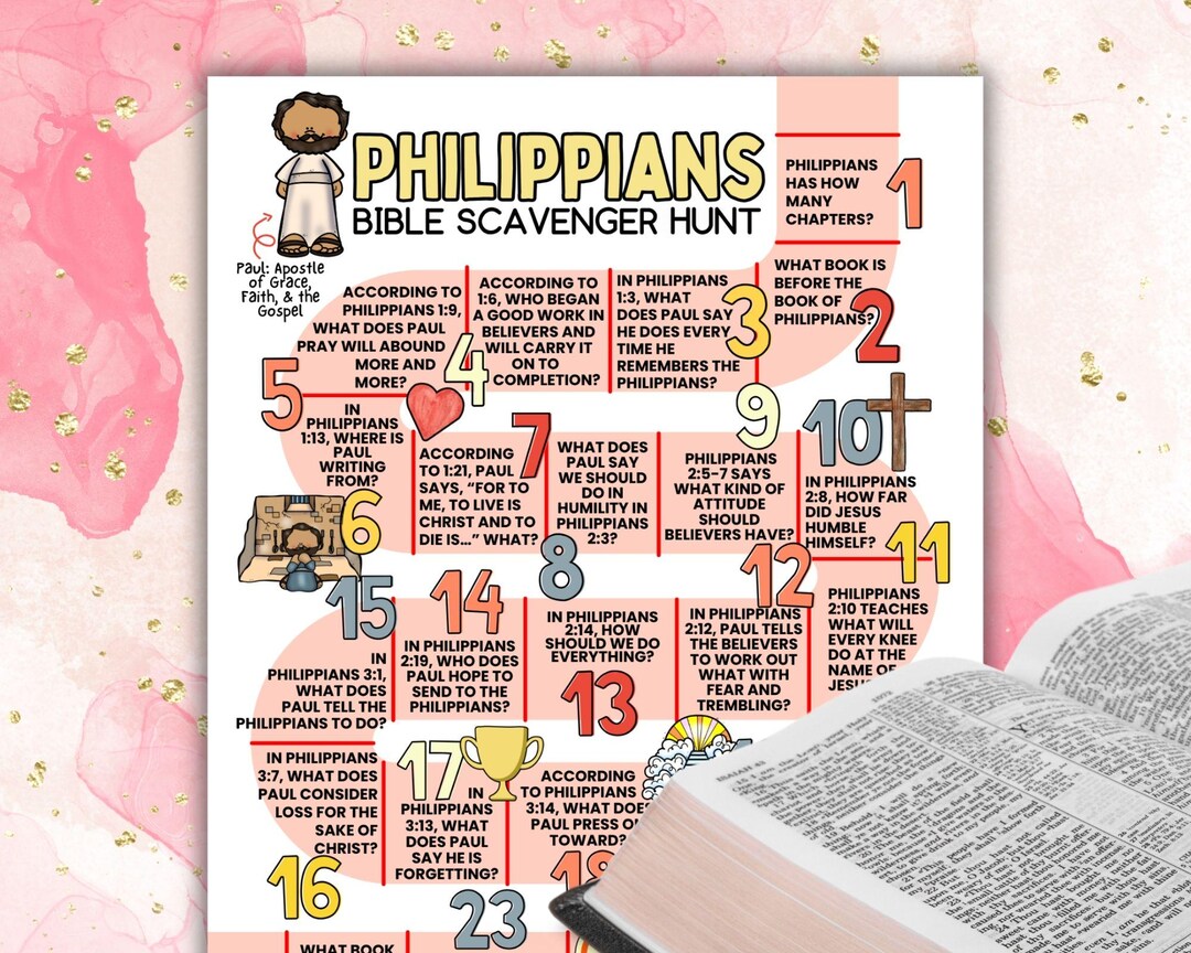 Philippians Bible Scavenger Hunt, Book of Philippians Bible Study, New ...