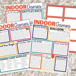 Indoor Group Games for Kids Printable Directions & Household Item ...