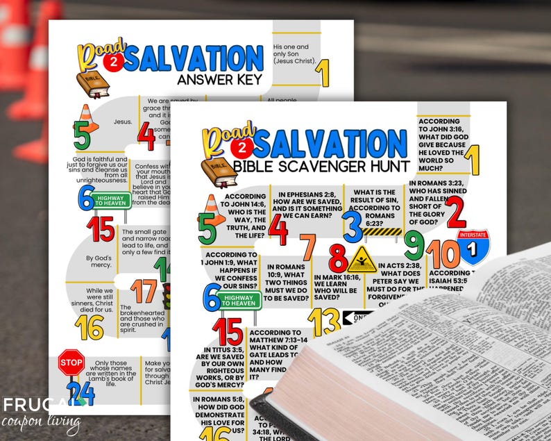 Romans Road to Salvation Bible Scavenger Hunt Printable, the Gospel of ...