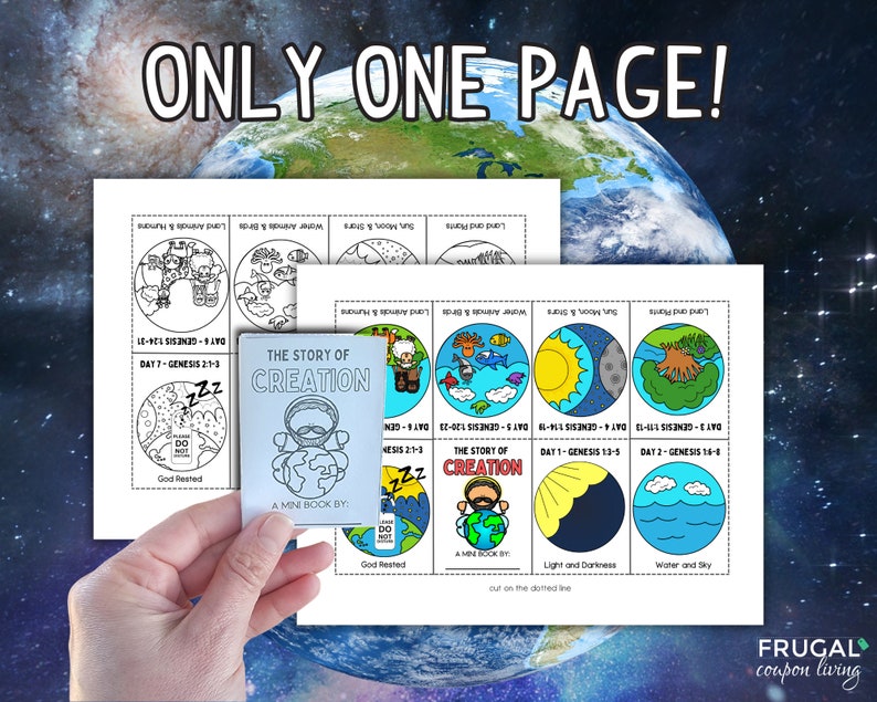 Days of Creation Bible Craft Printable, Genesis 1-2:3 Creation Booklet ...