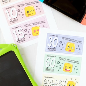 Screen Time Coupons for Kids | Kids Screen Time Tickets | Screen Time ...