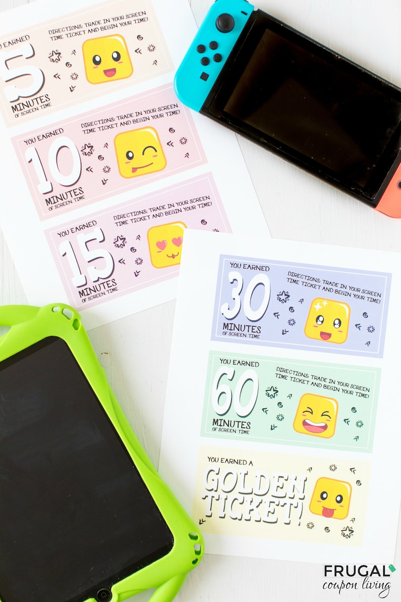 Screen Time Coupons for Kids | Kids Screen Time Tickets | Screen Time ...