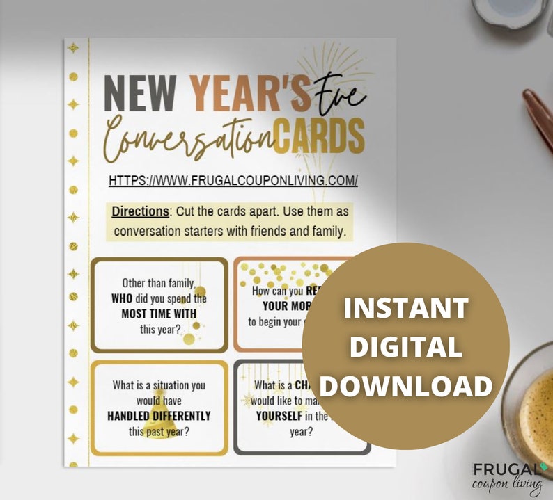 Conversation Cards New Year's Eve | 68 NYE Questions Self-reflection ...