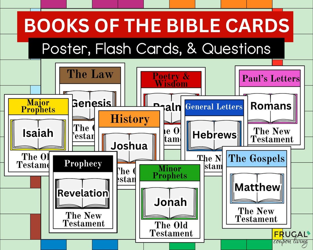 Books of the Bible Memory Game Flashcards, Posters, & Trivia Cards, 66 ...