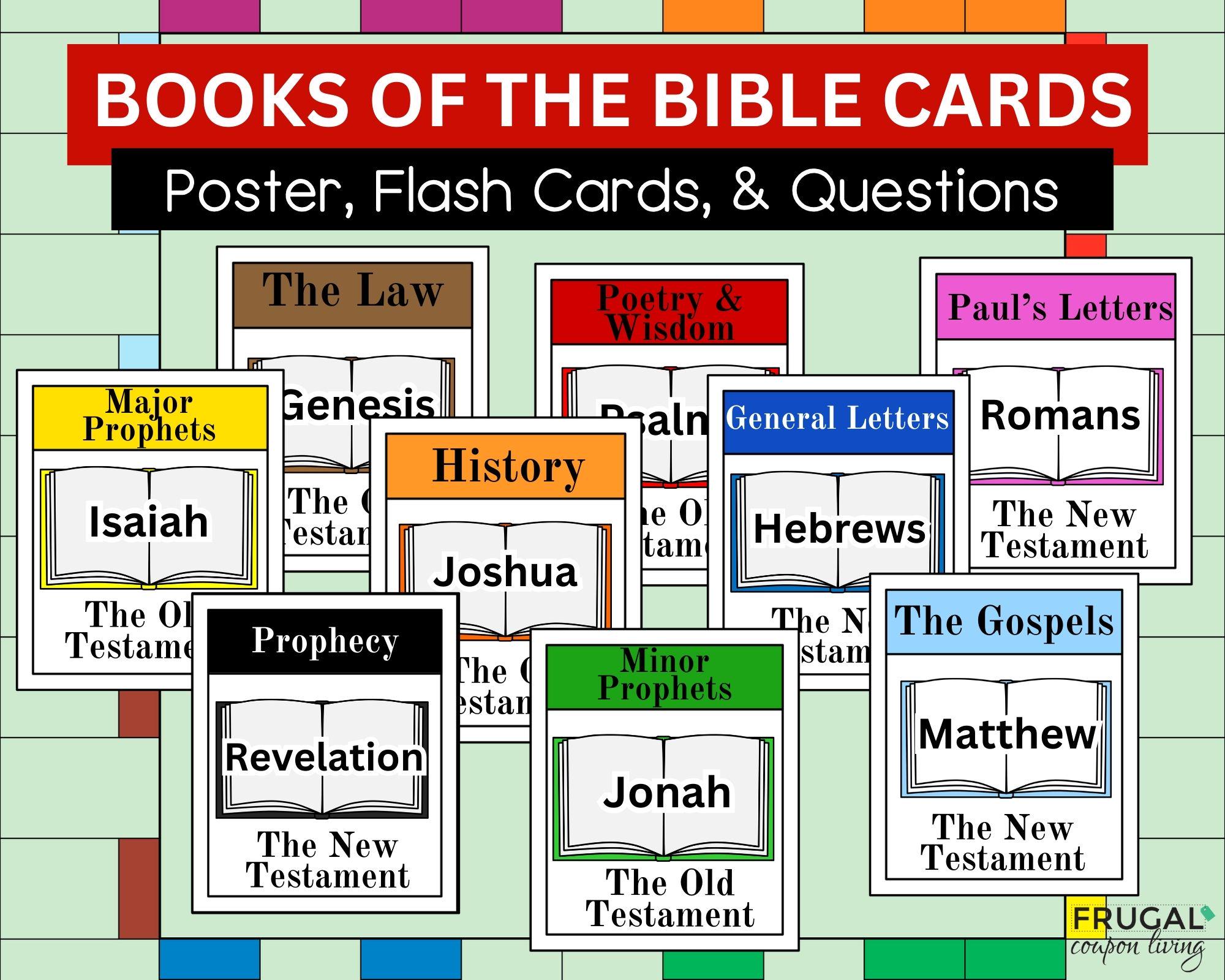 Books of the Bible Memory Game Flashcards, Posters, & Trivia Cards, 66 ...