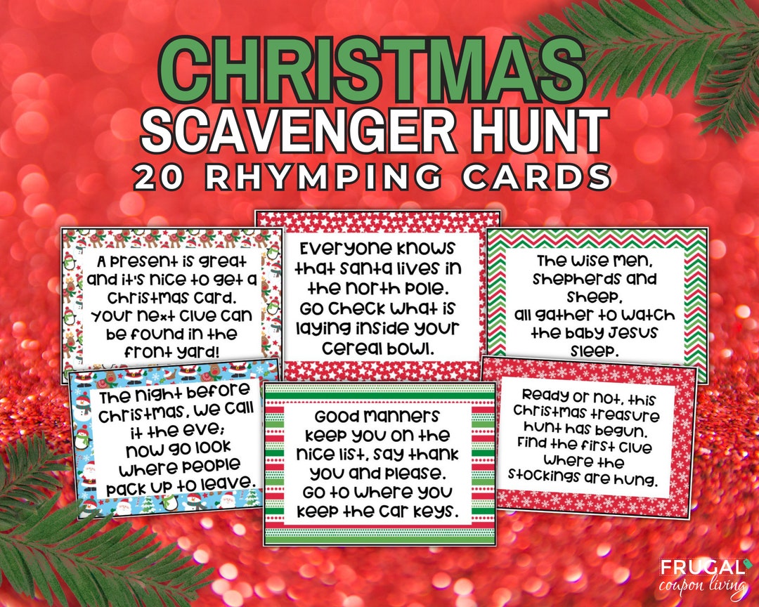 Christmas Scavenger Hunt Riddles for Kids PDF | 20 Rhyming Christmas ...