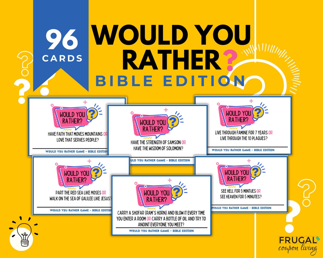 Bible Would You Rather Game Cards | Ice Breaker Christian Game for ...