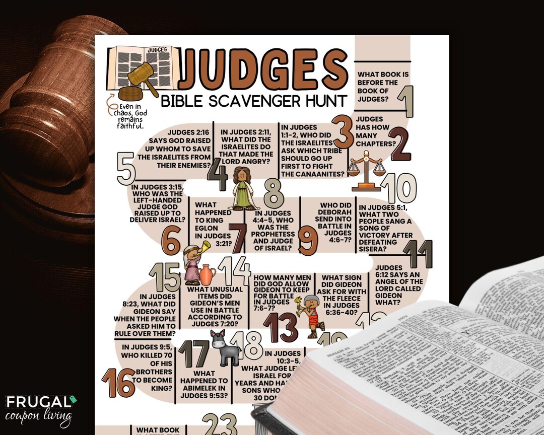 Judges Bible Scavenger Hunt, Book of Judges Bible Study Activity, Old ...