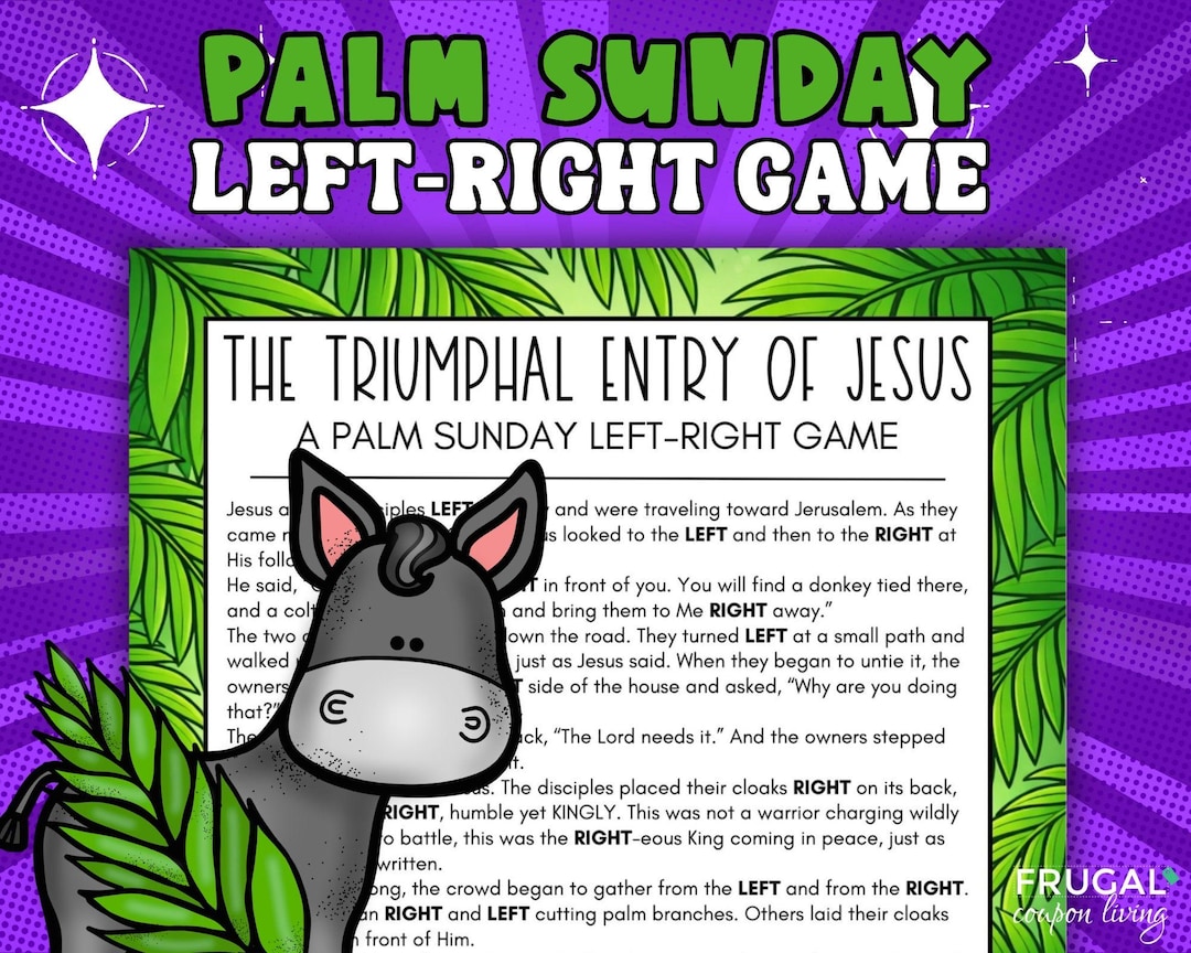 Palm Sunday Left-right Game Printable, Bible Story of Jesus Triumphal ...