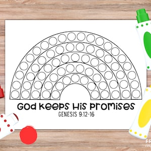 God's Promise Rainbow Dot Marker Toddler Christian Craft, Dot Painting ...