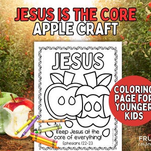 Christian Apple Craft, Sunday School Activity, Keep Jesus at the Core ...