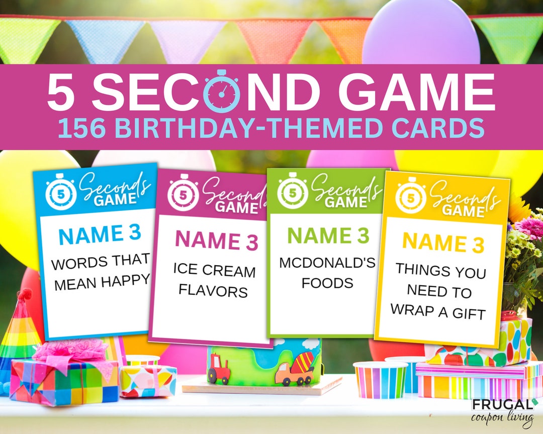 5 Second Birthday Game Printable 156 Editable 5 Second Game - Etsy España