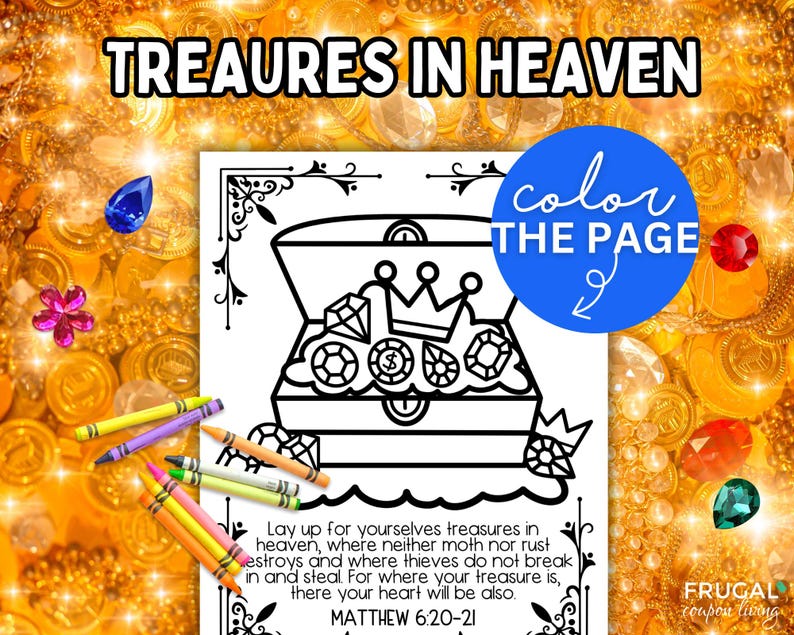 Treasures in Heaven Printable Craft Set, Heaven Craft Matthew 6:20-21 ...