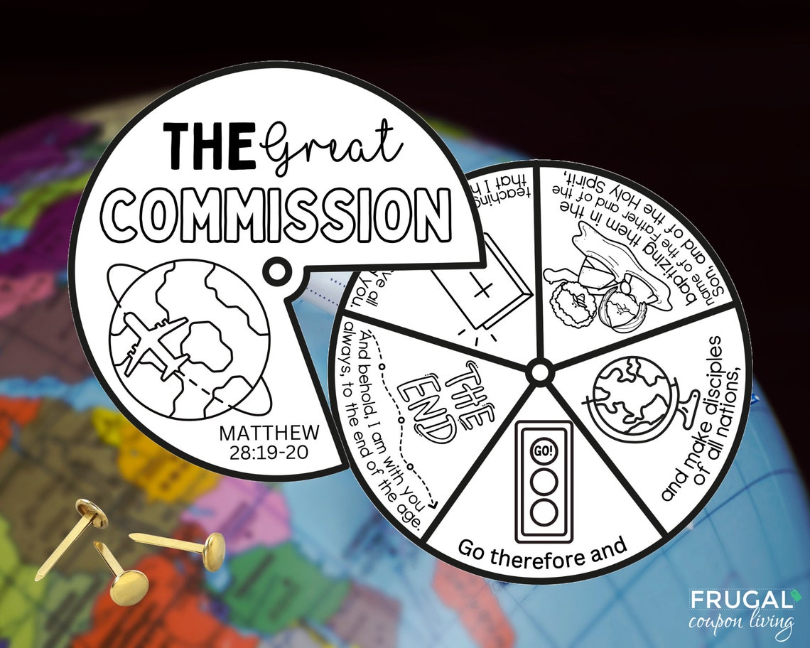 The Great Commission Coloring Wheel Printable Bible Activity, Sunday ...