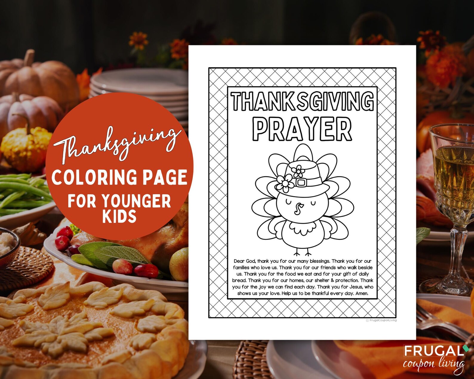 Give Thanks Thanksgiving Prayer Kids Coloring Wheel Printable Craft, I ...