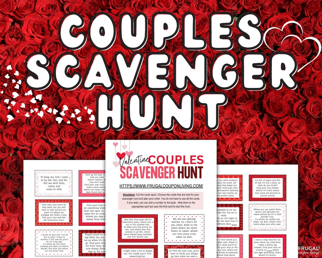 Adult Scavenger Hunt Valentine Game for Couples, Romantic Valentine's ...