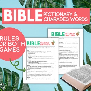 Bible Chardes Cards + Bible Pictionary Word List, Fun Ice Breaker ...