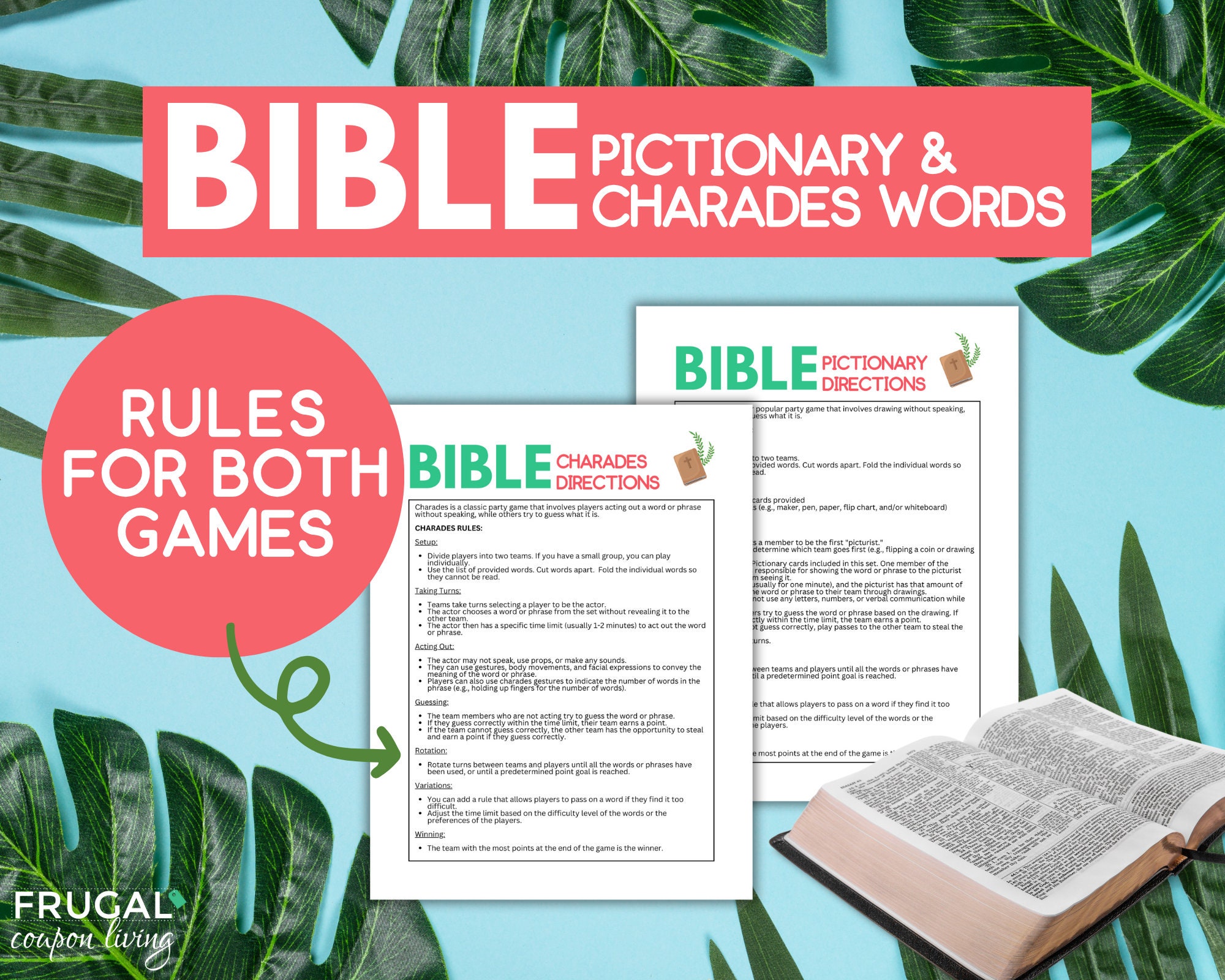 Bible Chardes Cards + Bible Pictionary Word List, Fun Ice Breaker ...