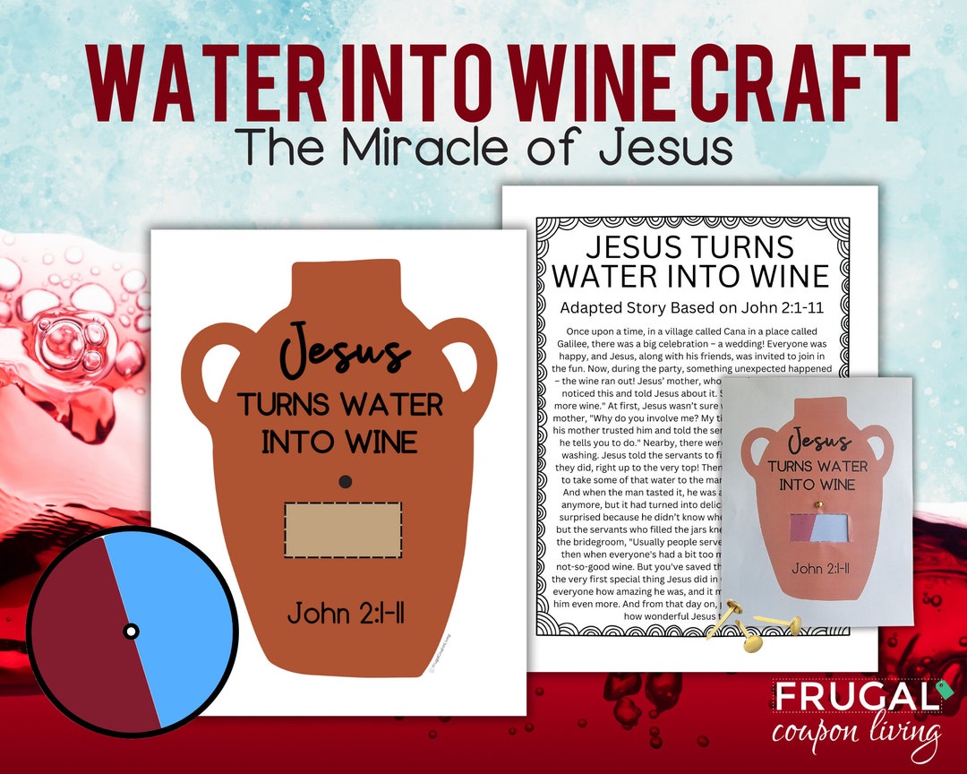 Jesus Turns Water Into Wine Story & Bible Wheel Craft for Kids, Wedding ...