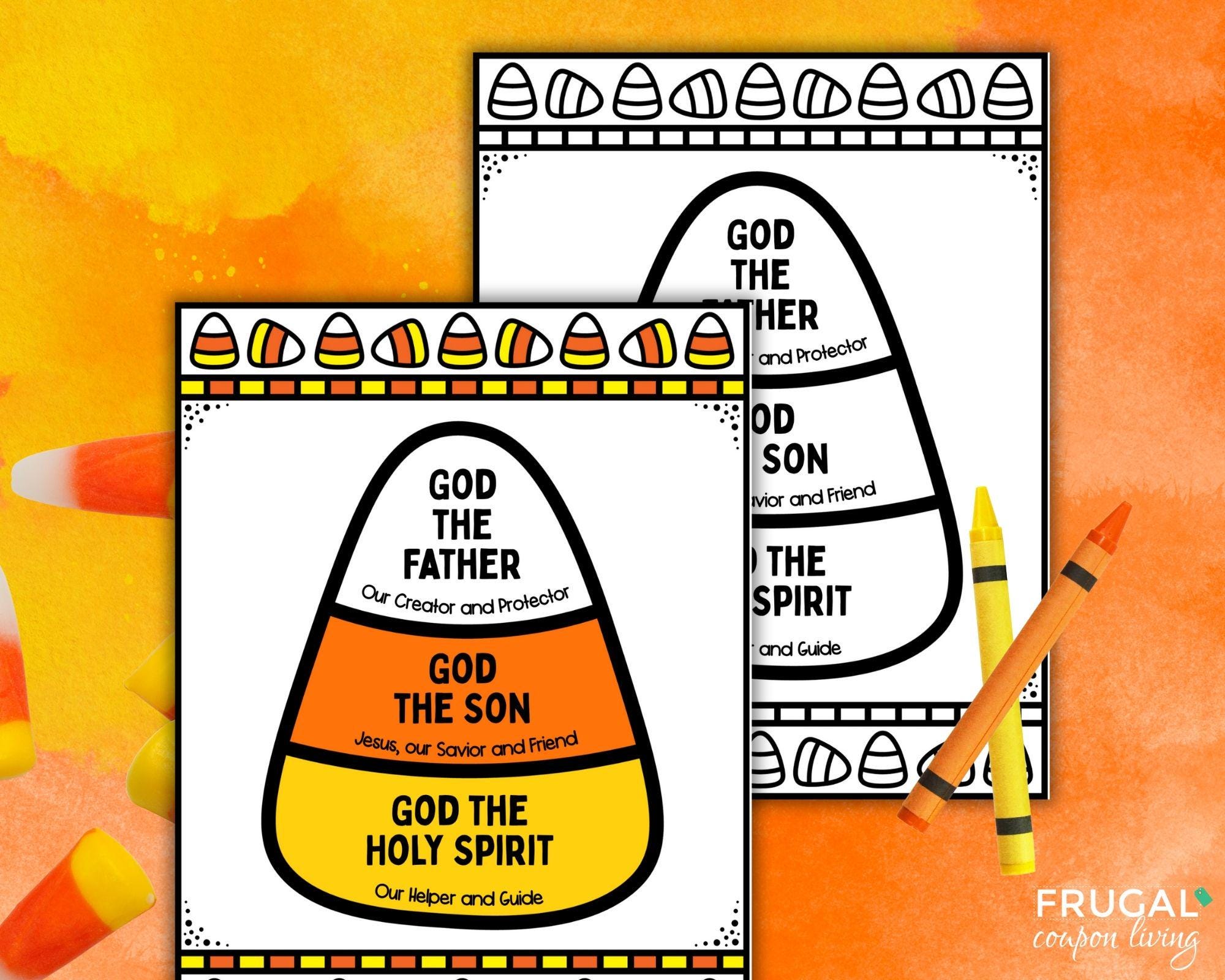 Trinity Wheel Candy Corn Craft Coloring Wheel, God is 3-in-1 Father ...