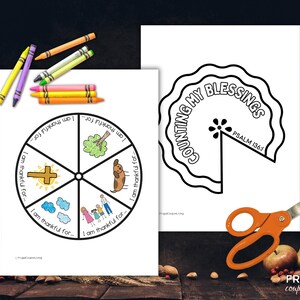 Thankful for Thanksgiving Coloring Wheel Craft, Kids Gratitude Activity ...