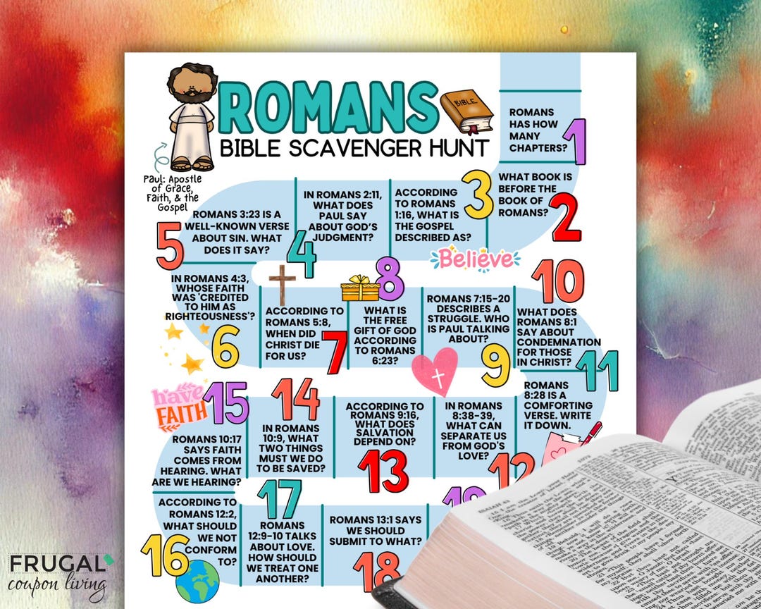 Romans Bible Scavenger Hunt, Romans Activity Printable, Book of Romans ...