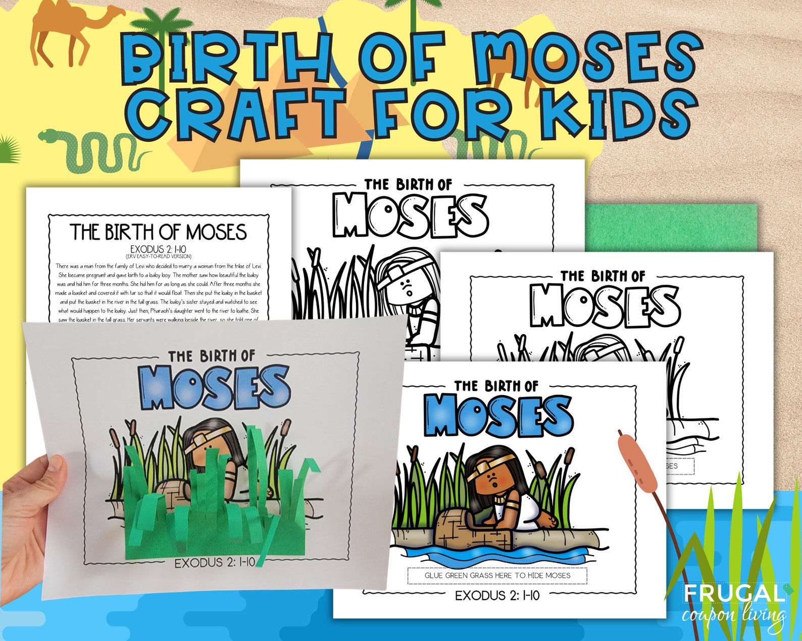 Life of Moses Craft Bundle for Kids, 7 Moses Activity Set Printable ...