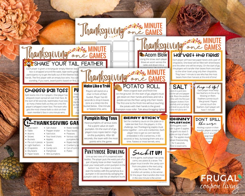 Fun Thanksgiving Games Bundle, Huge Set Fall Festival Activity Pack ...