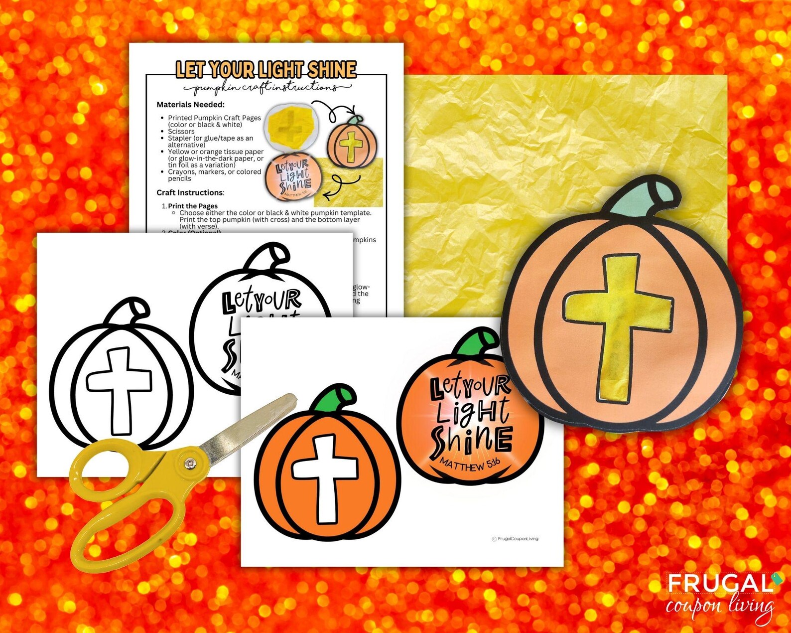 Let Your Light Shine Pumpkin Craft, Matthew 5:16 Printable Pumpkin ...