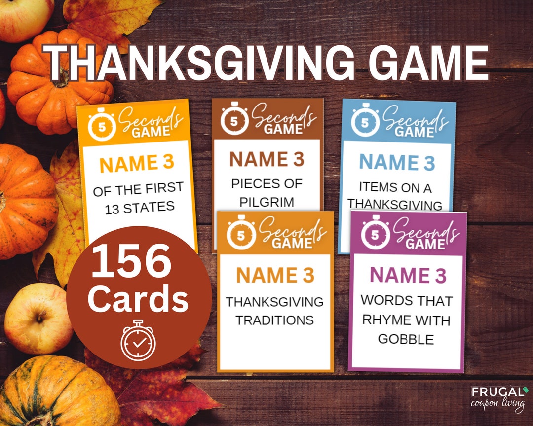 5 Second Thanksgiving Game Printable, 156 5-second Game Cards, Editable ...
