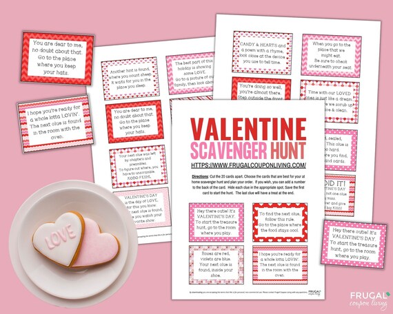 The Best Valentine's Day Scavenger Hunt Cards | 20 Rhyming February ...