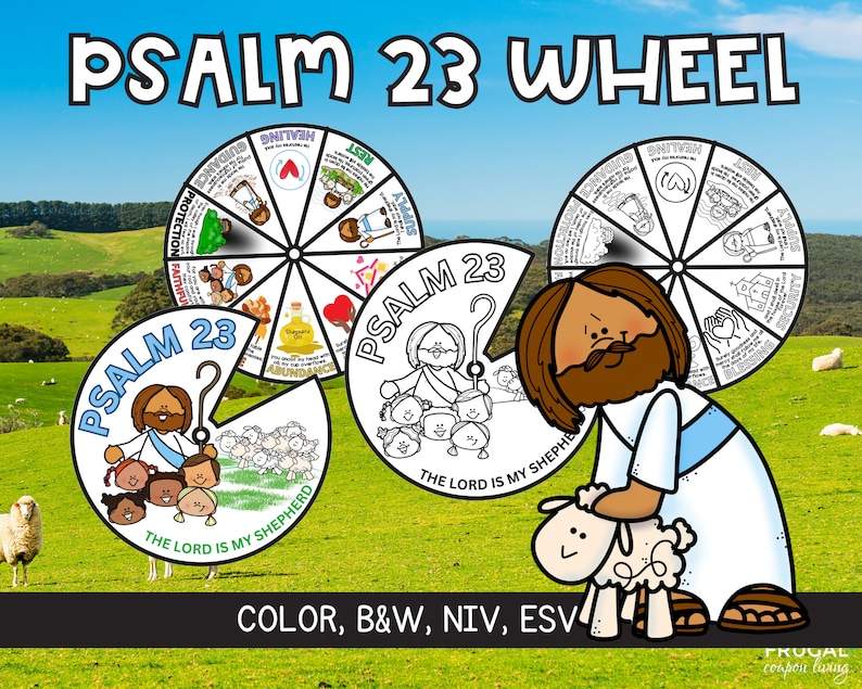 Psalm 23 Coloring Wheel Printable | the Lord is My Shepherd Bible Story ...