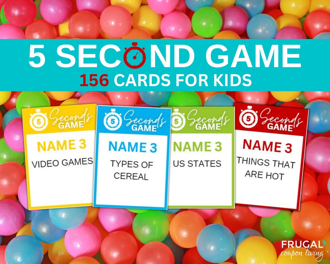 5 Second Game for Kids, 156 Printable Kids Name 3 Game Cards to Print ...