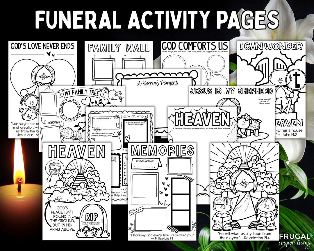 Christian Funeral Coloring Pages for Kids, Faith-based Funeral Activity ...