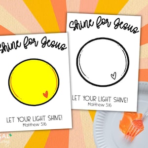 Shine for Jesus Craft for Kids, VBS Summer Sun Craft, Matthew 5:16 Let ...