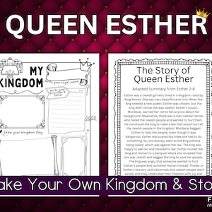 Queen Esther Activity Sheets, Bible Story Queen Esther Crafts for Kids ...