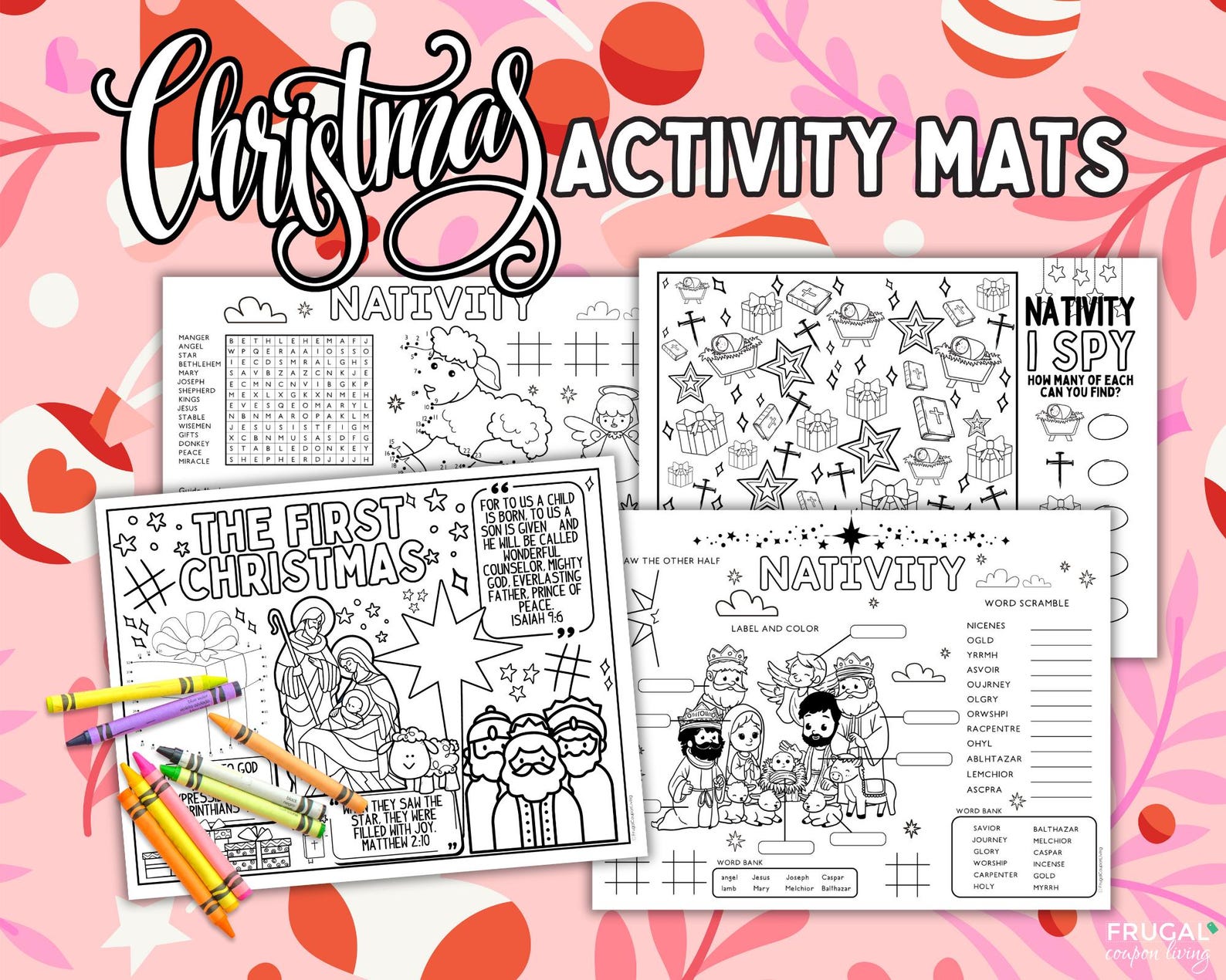 Christian Christmas Activity Mats, Kids Christmas Sunday School ...