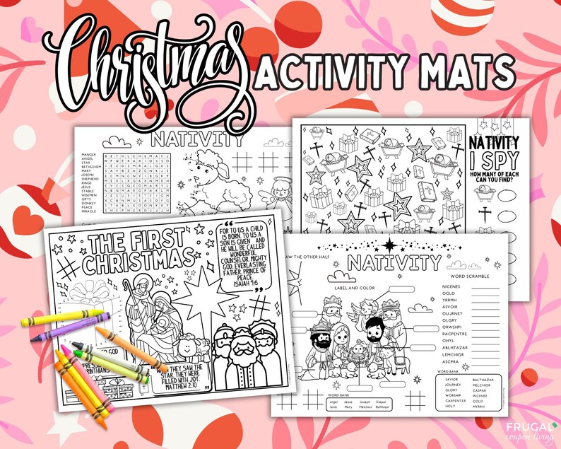 Christian Christmas Activity Mats, Kids Christmas Sunday School ...