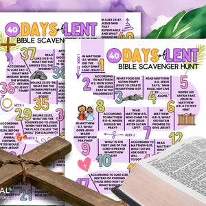 40 Days of Lent Bible Scavenger Hunt Printable, Journey to the Cross ...