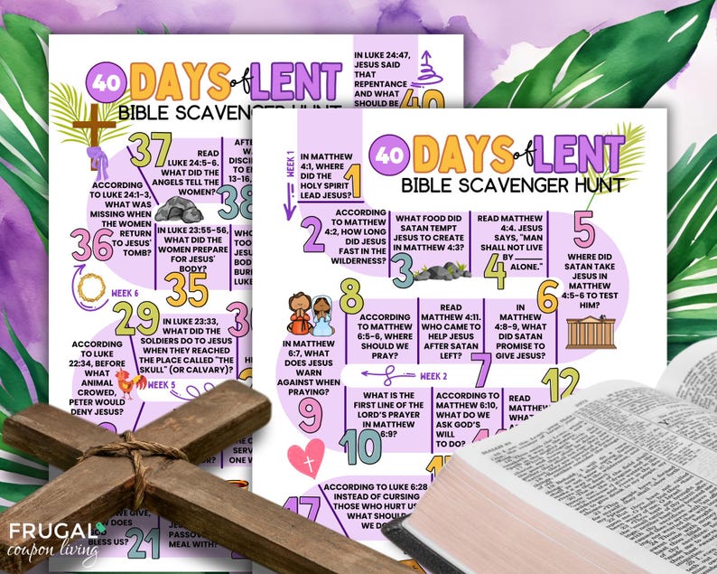 40 Days of Lent Bible Scavenger Hunt Printable, Journey to the Cross ...