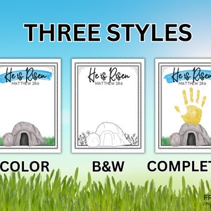 Easter Handprint Art He is Risen Matthew 28:6, Resurrection Empty Tomb ...