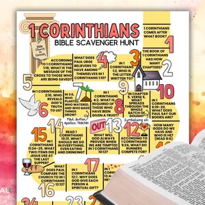 1 Corinthians Bible Scavenger Hunt, Paul's Letters New Testament Bible ...