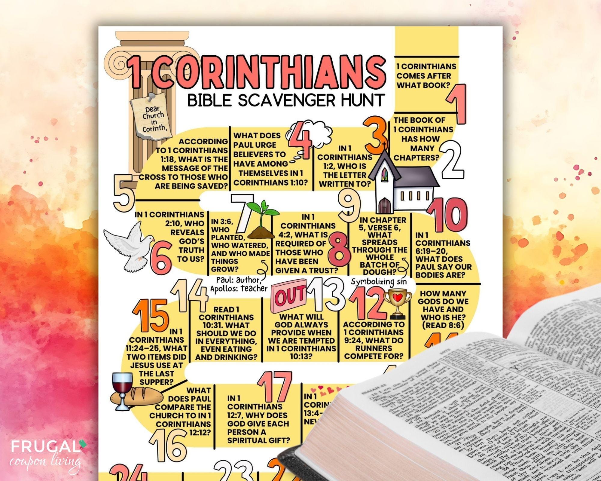 1 Corinthians Bible Scavenger Hunt, Paul's Letters New Testament Bible ...