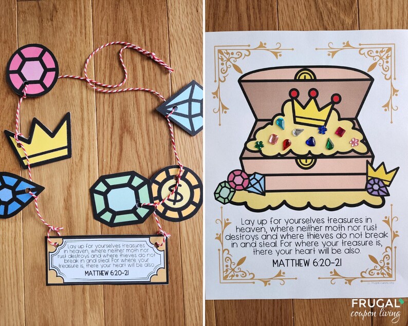 Treasures in Heaven Printable Craft Set, Heaven Craft Matthew 6:20-21 ...