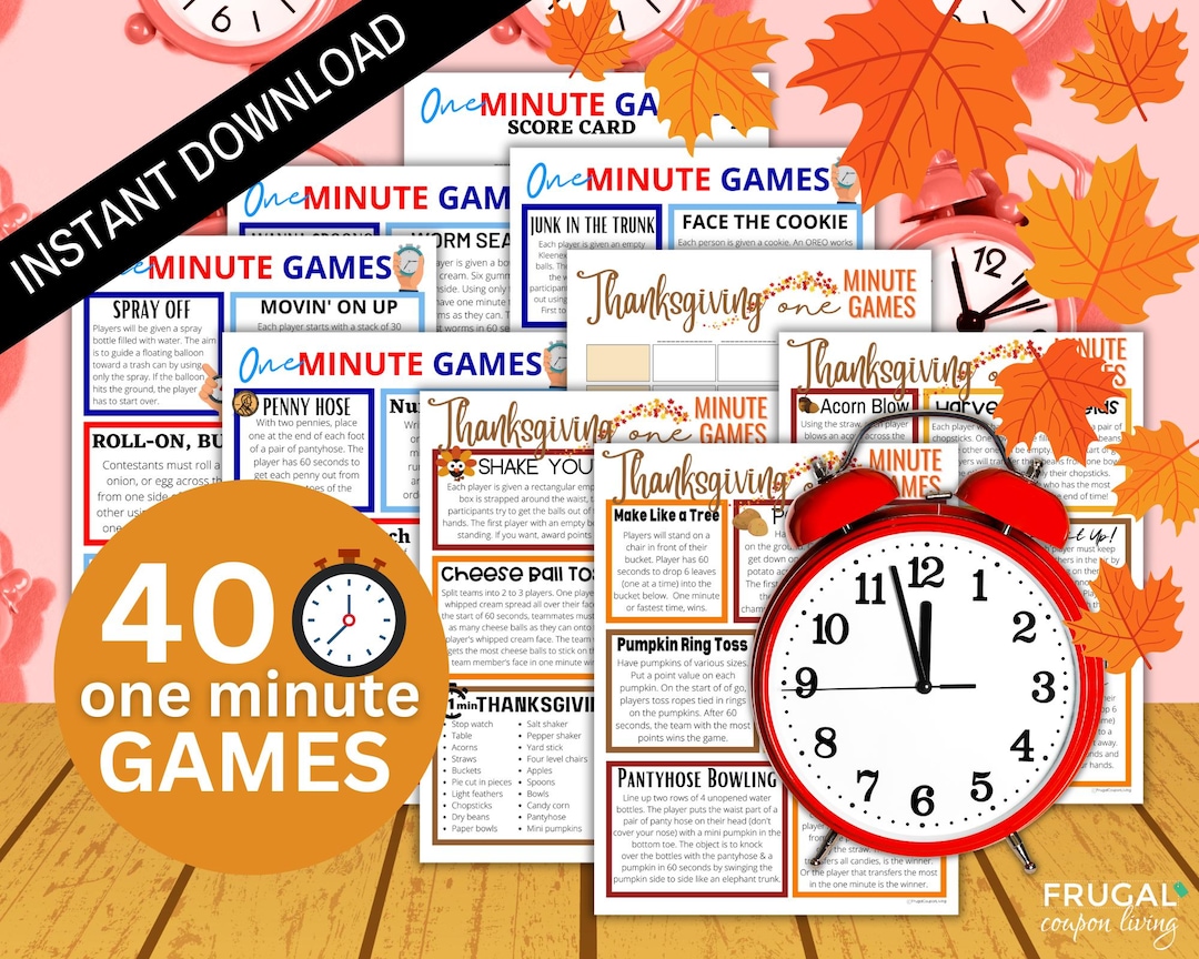 Fall One Minute Games for Adults and Kids, 40 Fun Minute Games ...