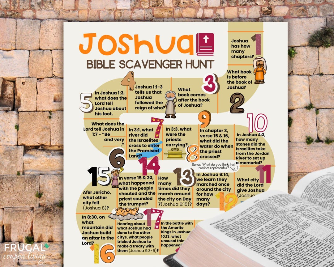 Bible Scavenger Hunt Book of Joshua Summary Trivia Game, Joshua Bible ...