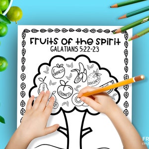 Fruits of the Spirit Coloring Page, Bible Verse Worksheet for Kids ...